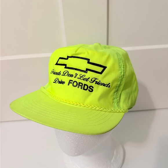 amapro | Accessories | Vintage Chevy Hat Cap Zip Back Bright Neon ...